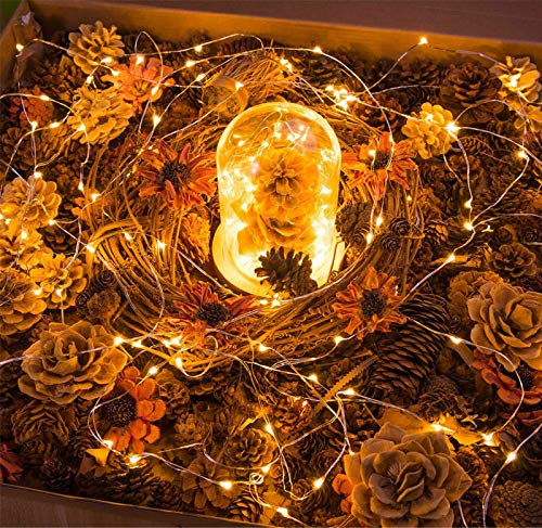 Lxcom Lighting Fairy String Lights 6.56Ft 280leds 14 Strands Battery Operated Copper Wire Branch Lights 8 Modes Waterfall Twinkle Lights with Timer Decorative Light for Home Festival Decor(Warm White)