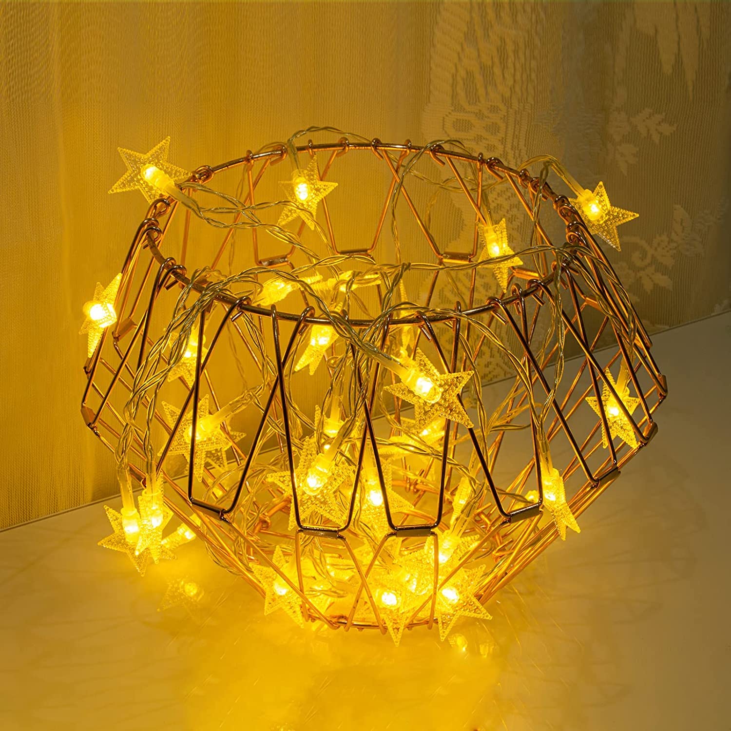 Led Fairy Lights Battery Operated, Mini Battery Powered Copper Wire Starry Fairy Lights for Bedroom, Christmas, Parties, Wedding, Centerpiece, Decoration Warm Light (1 pcs)