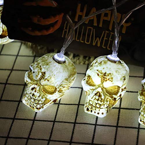 Led Skull Halloween Lights,Resin Party Battery Operated Fairy Lights Indoor Outdoor Garden Tree Decorative Wire Lights