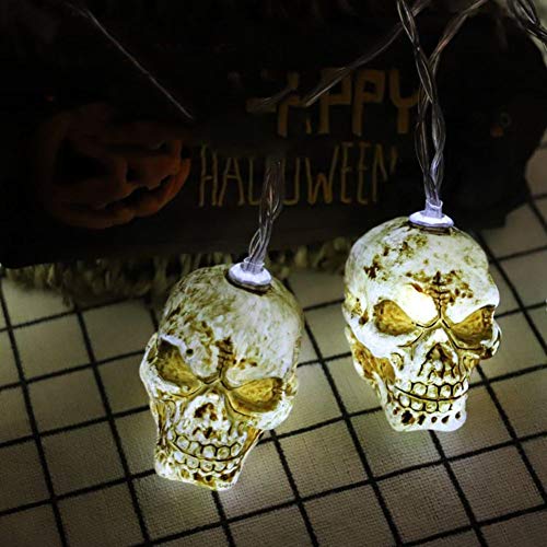 Led Skull Halloween Lights,Resin Party Battery Operated Fairy Lights Indoor Outdoor Garden Tree Decorative Wire Lights