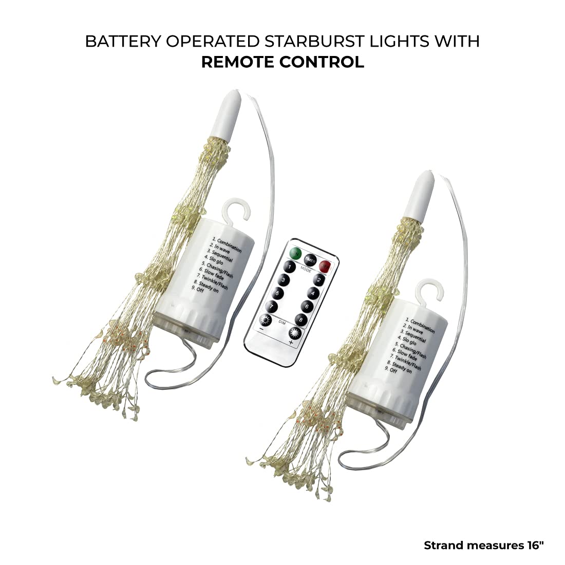 LumaBase Battery Operated Starburst Lights with Remote Control, Multicolor - Set of 2