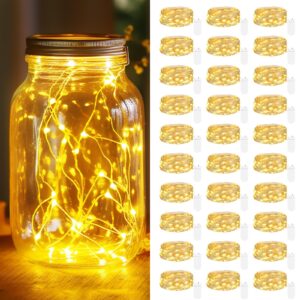 [ 30 packs ] fairy lights battery operated string lights 7 ft/20 led minni twinkle battery lights small fairy lights for mason jars diy wedding party christmas bedroom decor, warm white