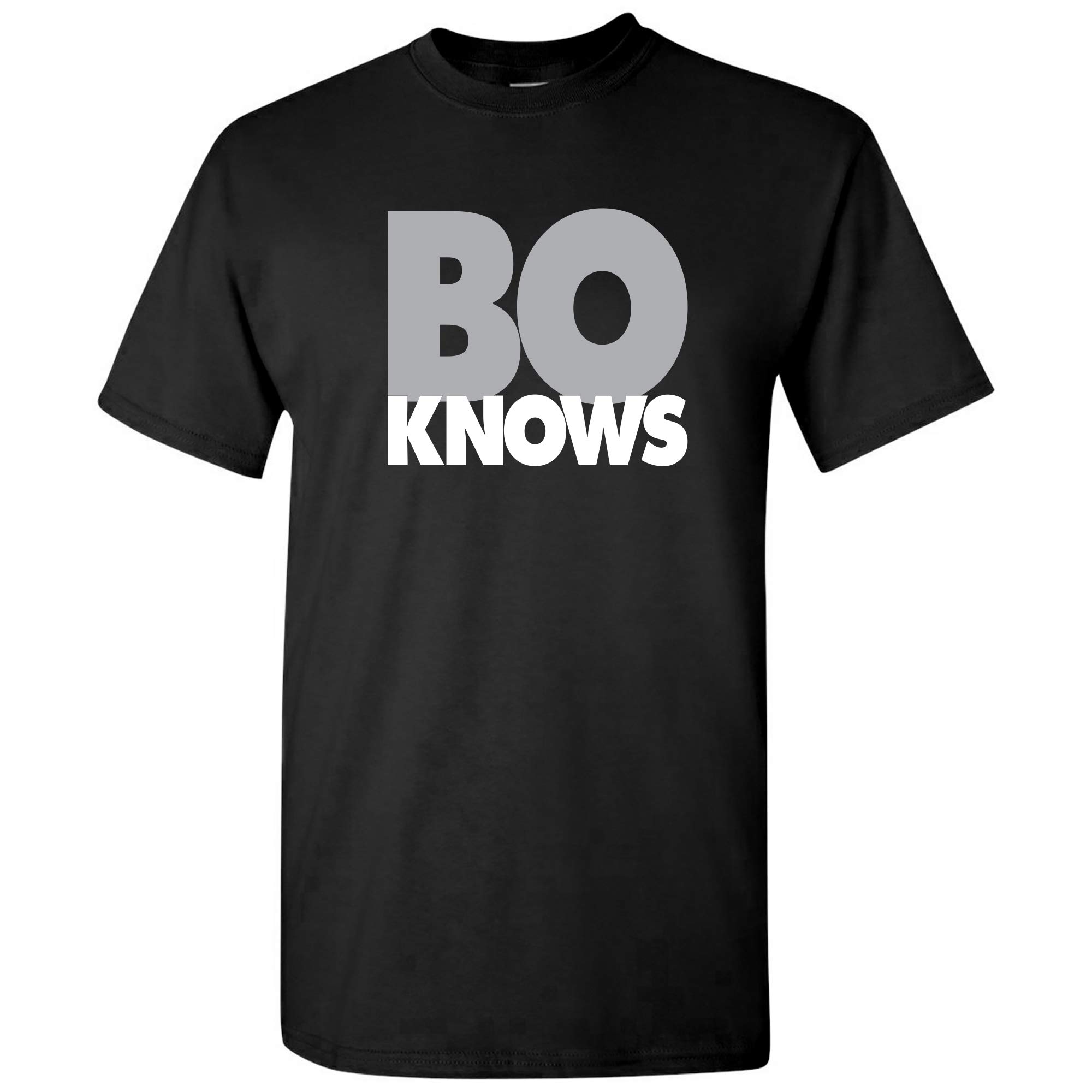 Bo Knows, Bold Block Black/Grey T-Shirt - Large - Black