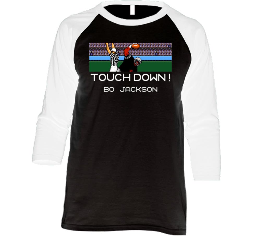 Bo Jackson Tecmo Bowl Tochdown Football Video Game T Shirt M Black/White