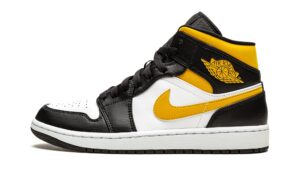 nike men's air jordan 1 mid white/pollen/black, white/pollen rise/black, 8.5