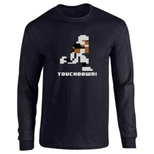 pop threads tecmo bo 8-bit retro video game gamer football long sleeve tee t-shirt black m