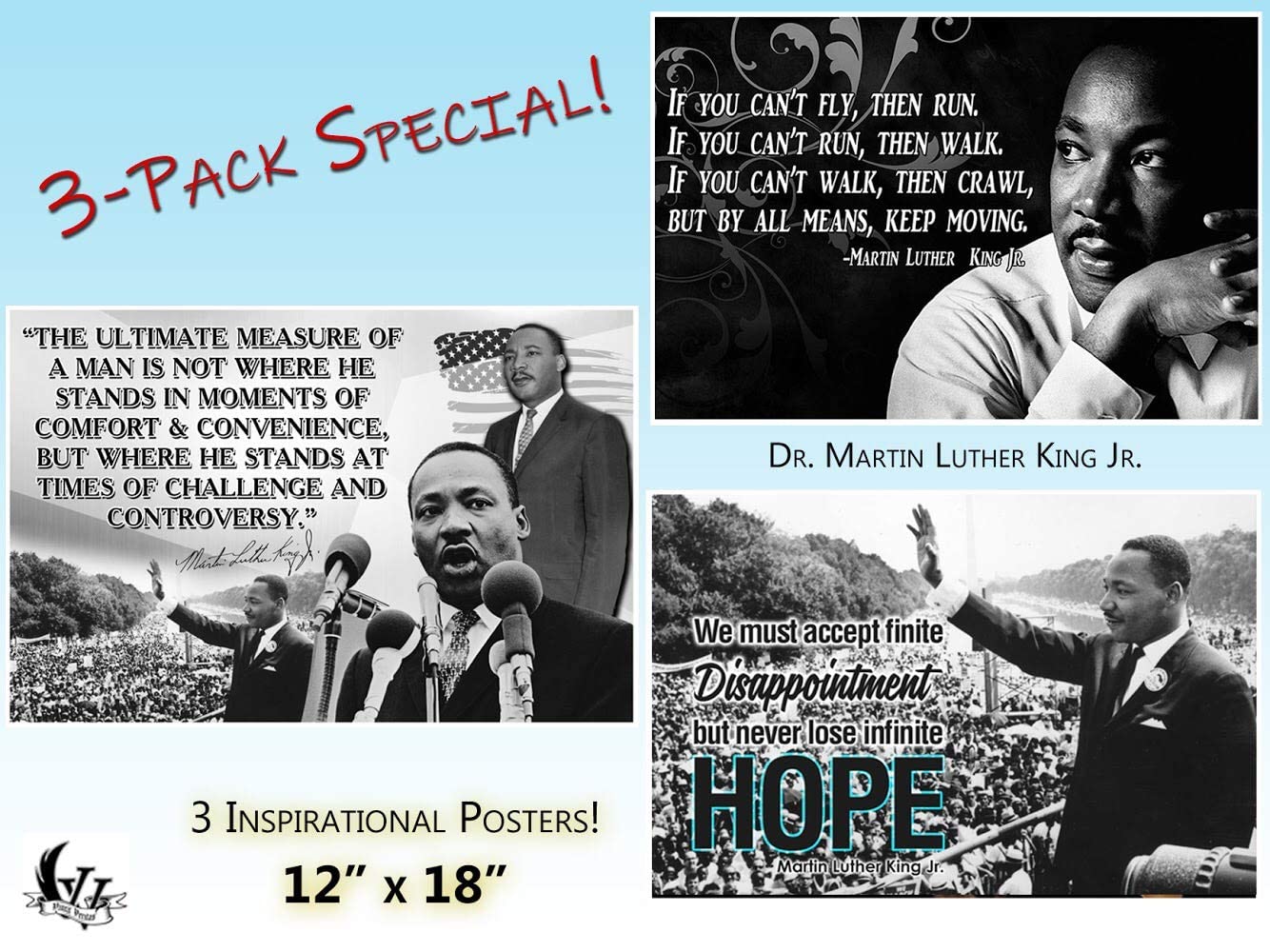 Black History Month Posters 3 PACK MLK Martin Luther King Jr Poster Posters Classroom Posters Growth Mindset Teacher Decorations Wall Art African American Art Black Art Wall Art PP02