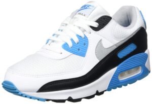 nike men's race running shoes, white black grey fog laser blue, 9