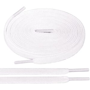 Handshop Flat Shoelaces 5/16" - Shoe Laces Replacements For Sneakers and Athletic Shoes Boots White 114cm