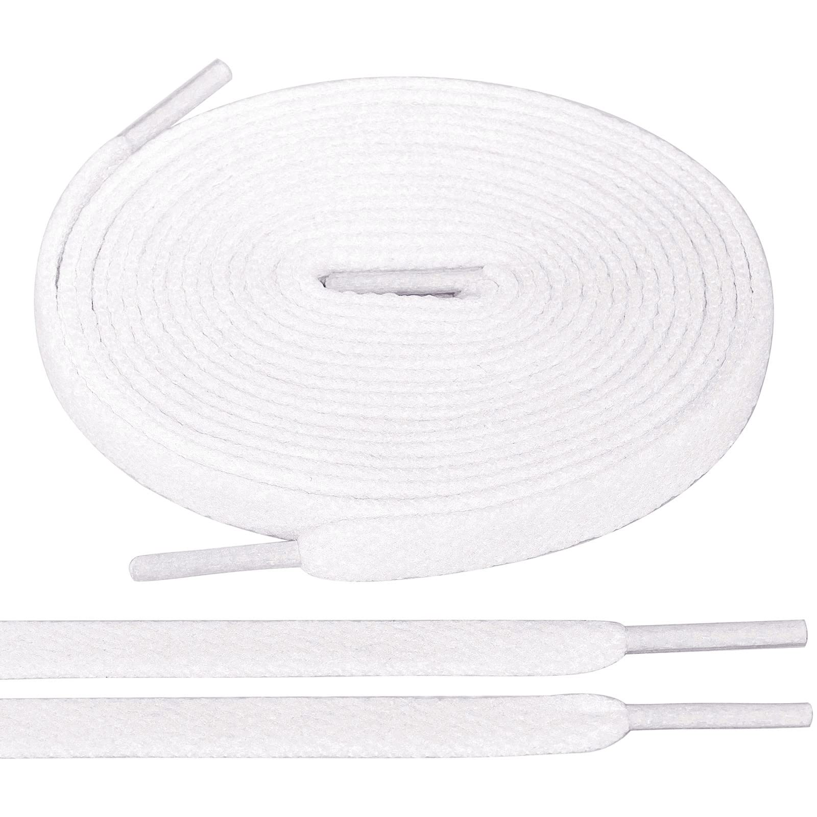 Handshop Flat Shoelaces 5/16" - Shoe Laces Replacements For Sneakers and Athletic Shoes Boots White 114cm