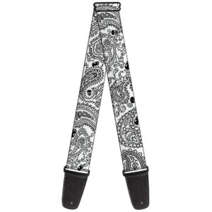 buckle-down guitar strap bandana skulls white black 2 inches wide (gs-w30236)