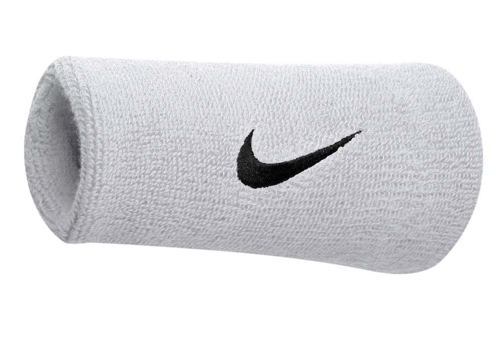 Nike Tennis Premier Doublewide Wristbands (1 Pair, OSFM, White/Black)