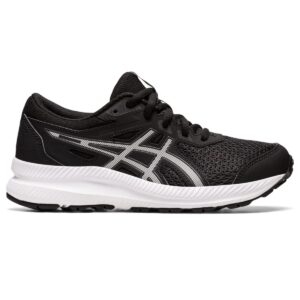 asics kid's contend 8 grade school running shoes, 7, black/white