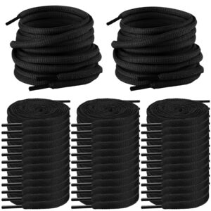 xinnun 40 pairs oval shoes laces bulk 1/4" half round shoe laces for sneakers black white gray colorful shoelaces (black, 47 inch)