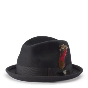 brixton men's gain fedora hat, black, small