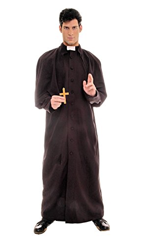 Underwraps Men's Deluxe Priest, Black/White, One Size