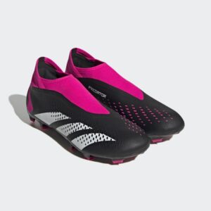 adidas Unisex Predator Accuracy.3 Firm Ground Soccer Shoe, Black/White/Team Shock Pink (Laceless), 7.5 US Men