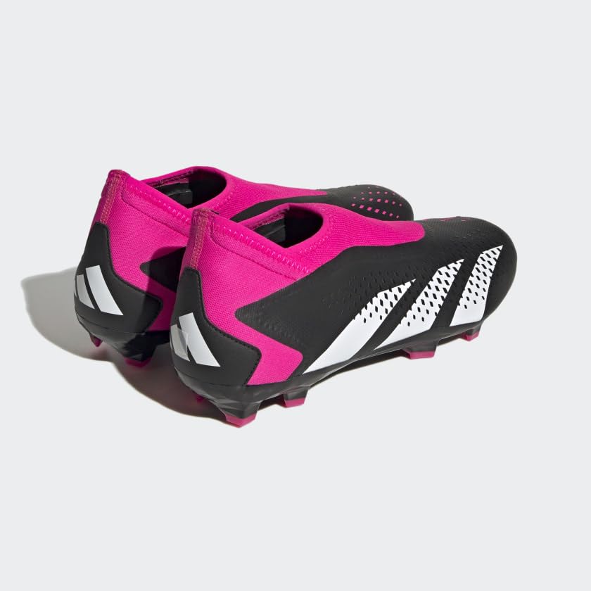 adidas Unisex Predator Accuracy.3 Firm Ground Soccer Shoe, Black/White/Team Shock Pink (Laceless), 7.5 US Men