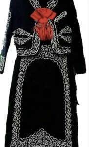 border merchant women's mariachi charro dress outfit mexico folklorico 5 de mayo fiesta dance black/white (xs)