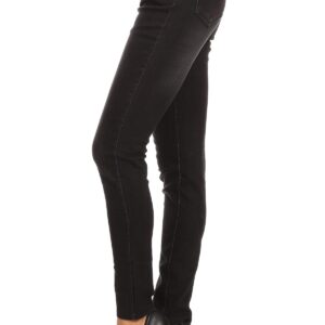 Women's High Waisted Stretchy Pull-On Skinny Denim Jeans (Size M, Black Denim-69)