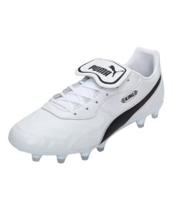 puma men's king top firm ground soccer cleat, puma white-puma black-puma white, 12