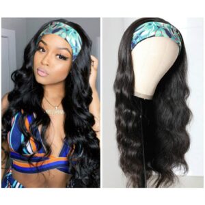 headband wigs for black women human hair headband wig body wave human hair wigs 9a brazilian virgin hair none lace front wigs wear and go glueless wigs human hair 150% density (14" headband wigs)