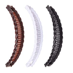 1st choice 3 pieces clincher combs banana combs banana clip grip comb fishtail fish hair lady fish shape ponytail banana clip girls long women clamp accessory