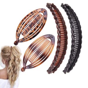 aaiffey 4pcs hair clips vintage clincher combs tool for thick curly hair accessories fishtail double banana clip set for women girls