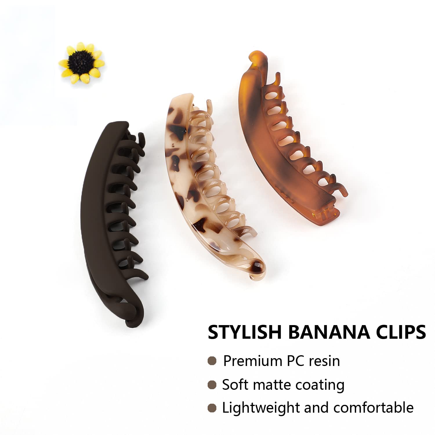 6 Pcs Large Banana Clip 5.3 Inch Banana Clips Hair for Thick Hair, Non-slip Banana Hair Clips for Fine Hair, Strong Hold Banana Clips for Women and Girls