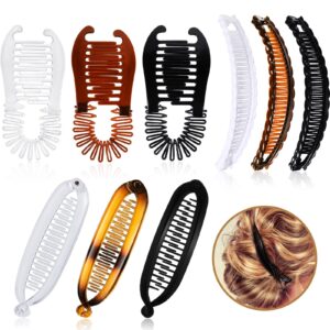 9 pieces banana clips hair for thick curly hair women flexible plastic banana grips fishtail ponytail banana holder clincher combs banana hair comb clips girls women