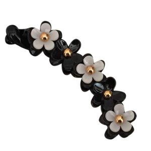 banana clip flower banana hair clips acrylic toothed ponytail holder strong tension hair claw flower barrette for women girls, black