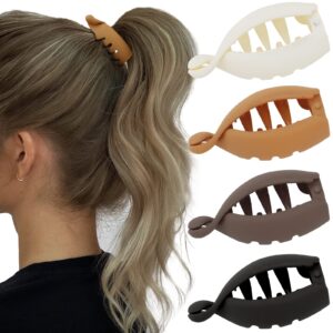 hapdoo 4pcs small hair claw clips for high ponytail, matte banana clips hair strong hold ponytail bun holder, mini hair jaw clips barrettes styling accessories for thick thin hair women girls