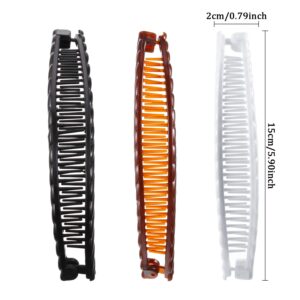 6 Pieces Banana Hair Clip Clincher Combs Clip Fishtail Fish Shape Hair Clip Ponytail Banana Clip Clamp Accessory for Girls Women Hair (Black, White, Brown)