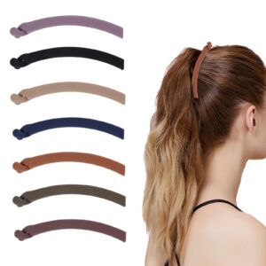 7pcs banana hair clips for women thin thick hair,strong holder 4.3" large ponytail matte cute banana clip hairs for fine hair,no slip girl ladies beauty clamp clasp clip