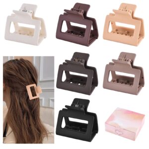 12 Pcs Rectangle Clips, Accessories for Women and Girls, Including 6 Pcs 4 Inch Large Clips for Thick Hair and 6 Pcs 2 inch Small Clips for Thin Hair (Neutral)