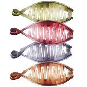 uonlytech french clips for hair 4pcs banana hair clip acrylic fish shape hair claw resin fishtail clip for women and girls banana clips hair