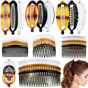 24 pieces banana hair clips hair comb clips classic banana clips plastic twist hair side combs accessories with 11/16/23/24 teeth ponytail banana hair clips for women girls