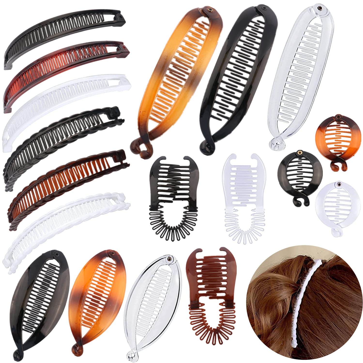 18 Pieces Banana Hair Clips Large Double Comb Clips Fishtail Hair Clips Classic Banana Clips Hair for Thick Hair Ponytail Banana Hair Clips for Women Girls