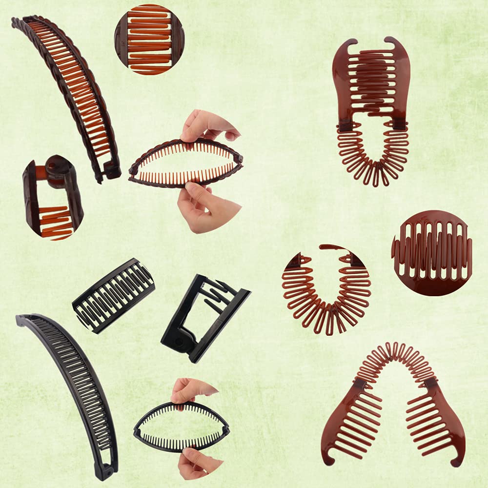 18 Pieces Banana Hair Clips Large Double Comb Clips Fishtail Hair Clips Classic Banana Clips Hair for Thick Hair Ponytail Banana Hair Clips for Women Girls