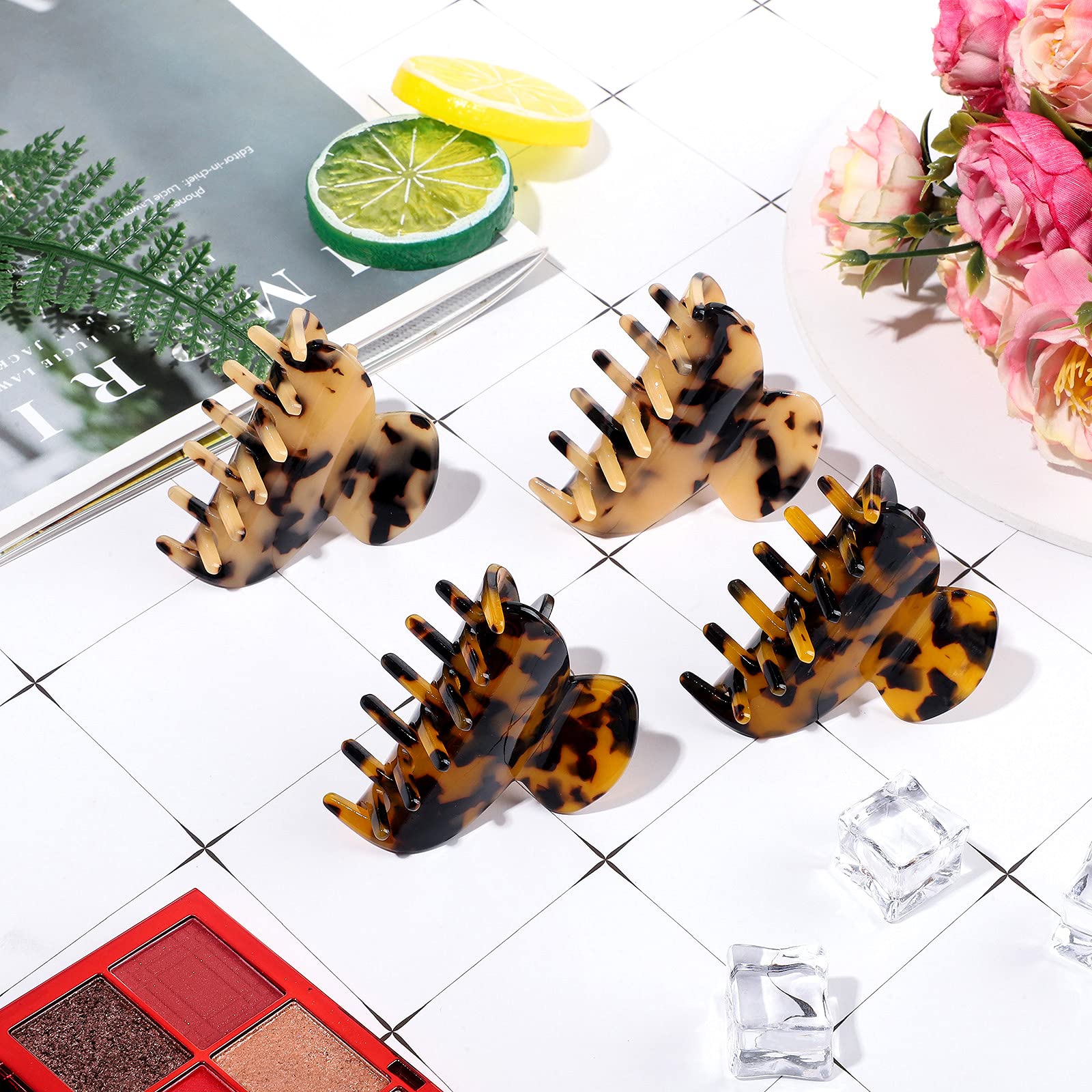 6 Pieces Medium Hair Claw Clips for Thin Hair 2.6 Inch Tortoise Shell Hair Clip Banana Clips Jaw Clips French Style Barrettes hair Clip Accessories for Women Girls(Vivid Patterns)