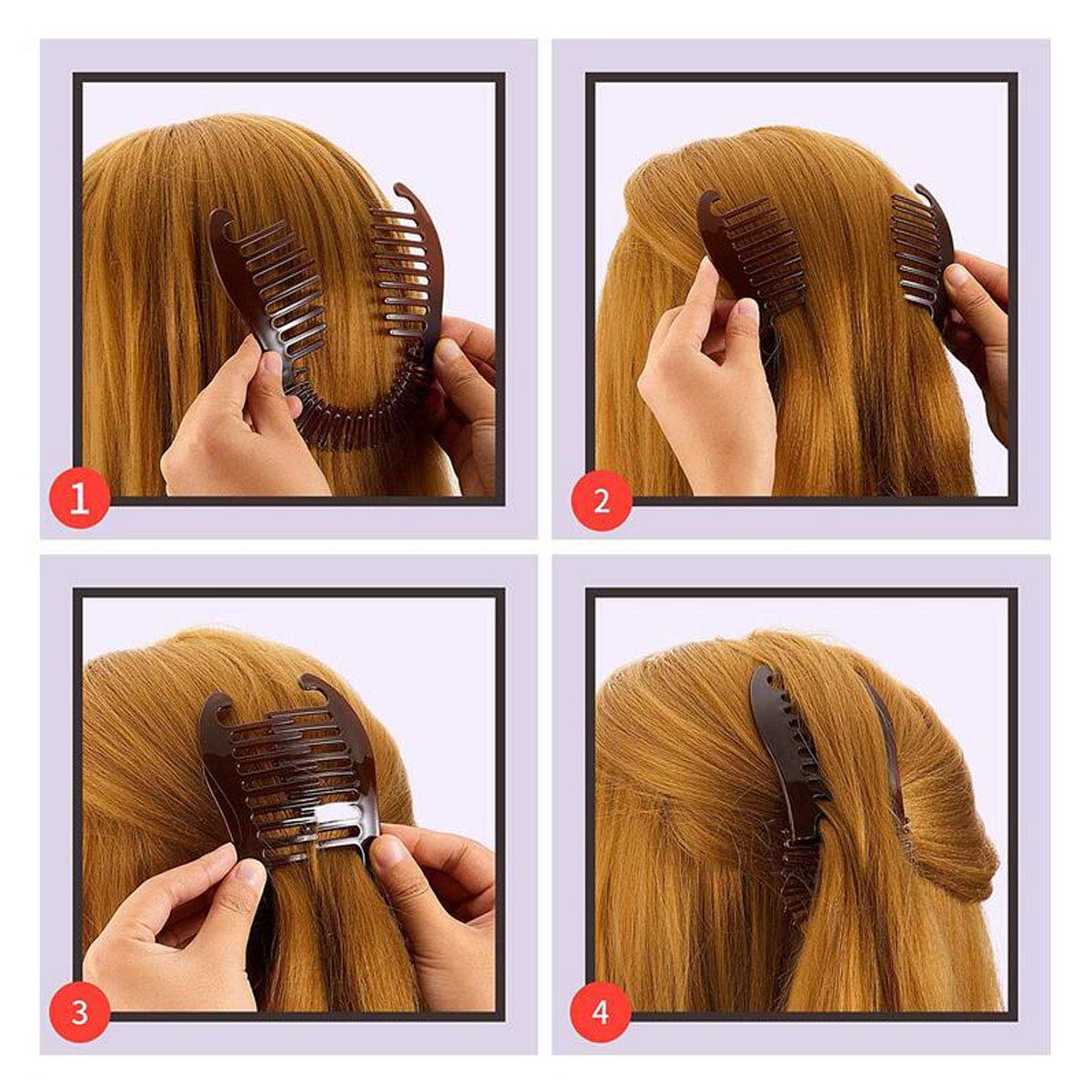 Numblartd 3Pcs Plastic Interlocking Banana Clip Combs - Two Sides Hair Combs Elongated Ponytail Hair Clincher Hair Accessories Ponytail Holder for Women (Clear)