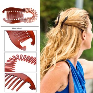 Aaiffey 4pcs Banana Hair Clips Flexible Banana Clips Fishtail Hair Clip Ponytail Holder Vintage Clincher Hair Combs Clip for Thick Fine Curly Hair Double Banana Clip Set for Women Girls