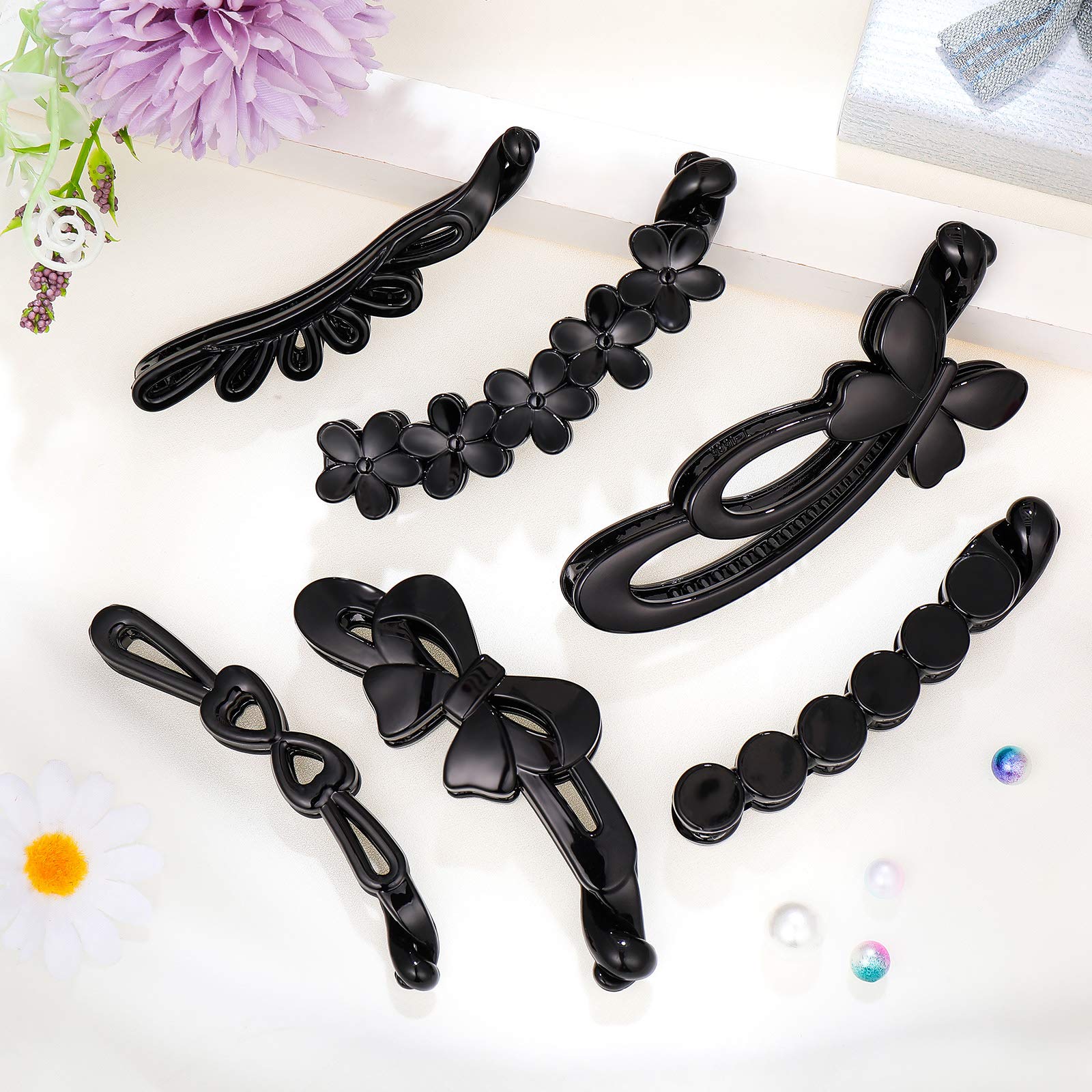 8 Pieces Banana Clip Hair Clincher Banana Hair Comb Claw Classic Ponytail Holder Maker Clips Non Slip Banana Hair Clasp Fishtail Hair Comb for Women Girls Hair Accessories, Large, Medium, Small