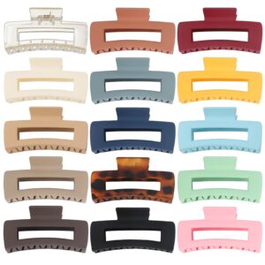 luraseea 15 pack hair claw clips big hair clips 4.1 inch rectangular claw clips for women and girls non-slip banana jaw clips