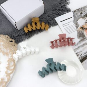 SuPoo Big Hair Claw Clips 4.7" Large Hair Clips for Thick Hair Matte Banana Hair Claw Jumbo Jaw Clips Cute Hair Clips for Women Y2k Hair Accessories for Thin Curly Hair White Pink Blue Khaki