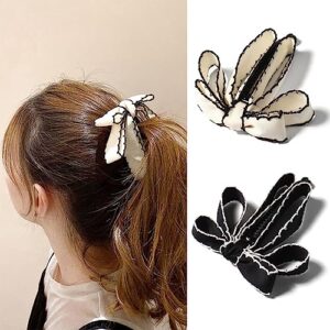 2 pcs ribbon bow banana clip vertical ponytail claw clip korean style bowknot ponytail claw for women girls banana barrette claw hairpin sweet ponytail holder hair accessories