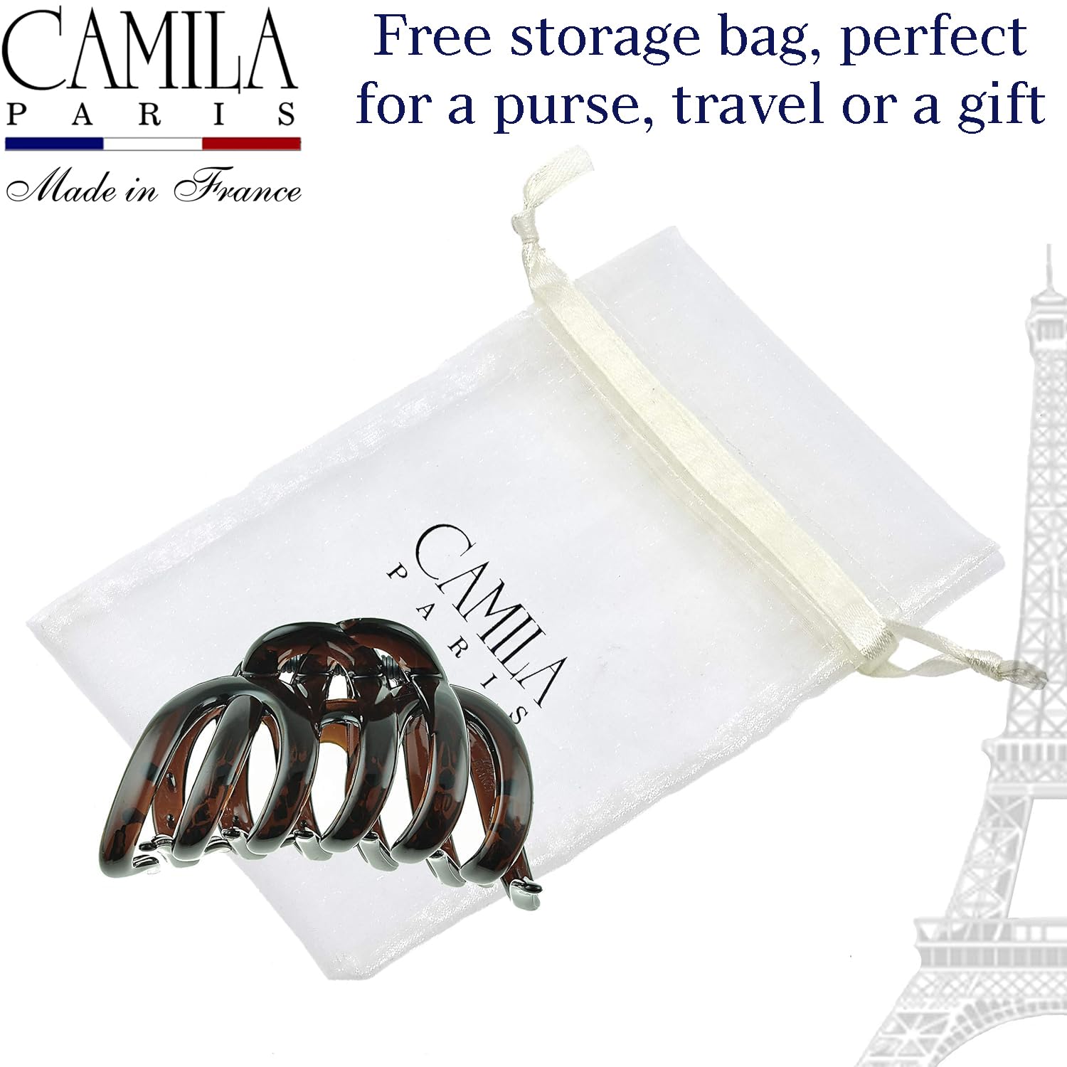 Camila Paris AD718 Octopus French Hair Clips for Women Thick Hair, Large Hair Clips for Thick Hair for Curly Wavy Long Hair, Strong No-Slip Grip Hair Claw Clip Big Hair Clips for Women. Made in France