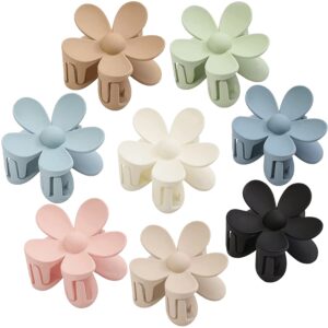 flower hair clips 8pcs hair claw clips for women thick hair matte large claw clips hair jaw clips cute big dasiy hair clips non slip strong hold for women thin hair, hair accessories for women girls