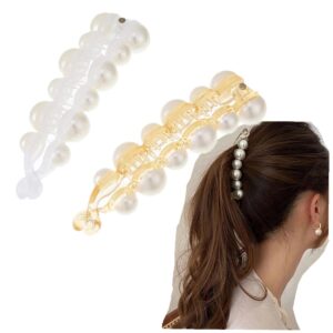 2 piece pearl hair clip hair clip jewelry banana clip headgear women's hair clip girls ponytail hair clip hair clip accessories