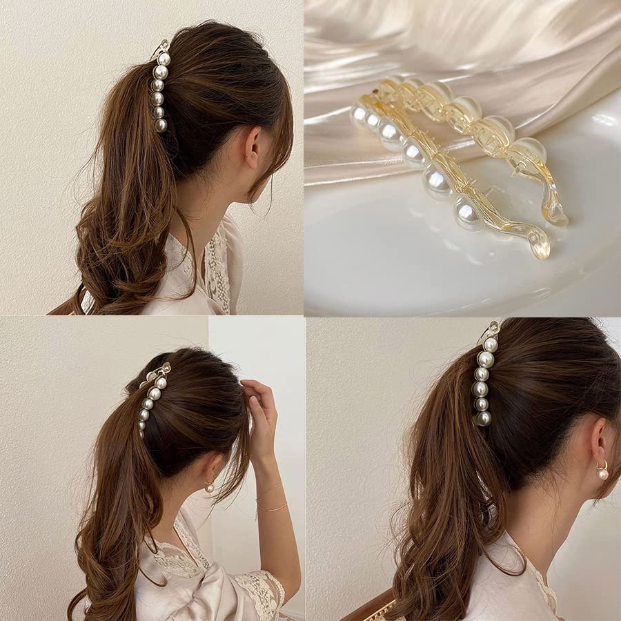 2 Piece Pearl Hair Clip Hair Clip Jewelry Banana Clip Headgear Women's Hair Clip Girls Ponytail Hair Clip Hair Clip Accessories